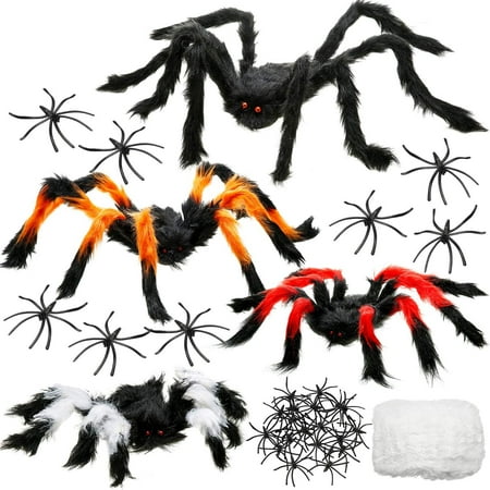 Tatum88 Halloween Spider Decorations Realistic Black Plush Scary Spider ...