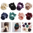 2 Piece Soft Scrunchies Rose Floral Design Elastic Hair Band For Women ...