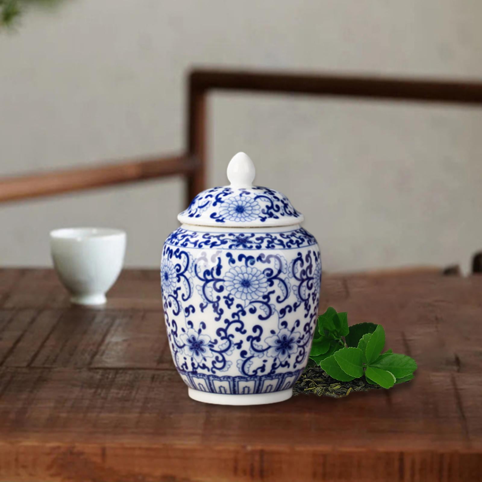 Tea Storage Porcelain Tea Canister Ginger Jar Traditional with Airtight ...