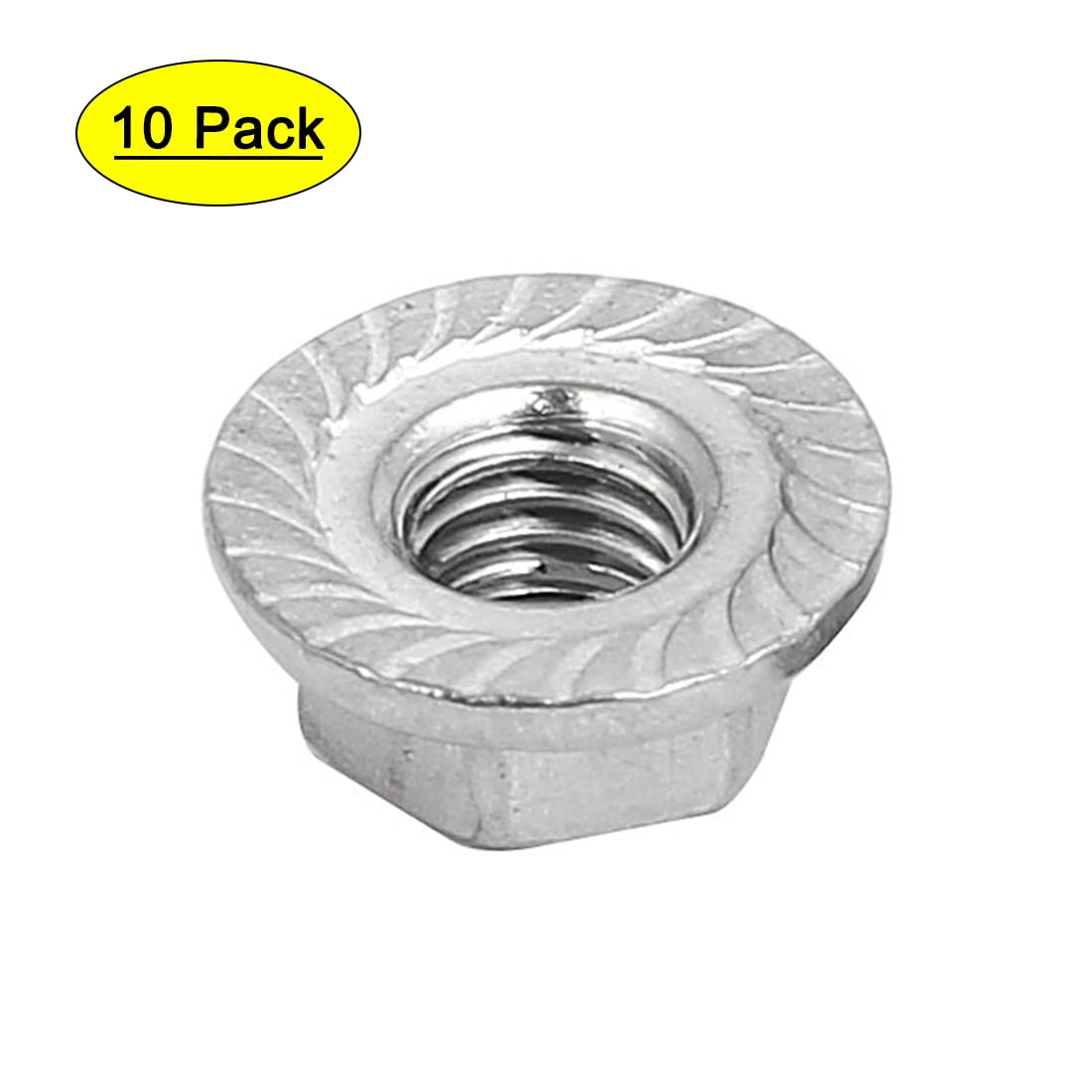 M6 Thread 304 Stainless Steel Serrated Hex Flange Nut 10pcs - Walmart.com