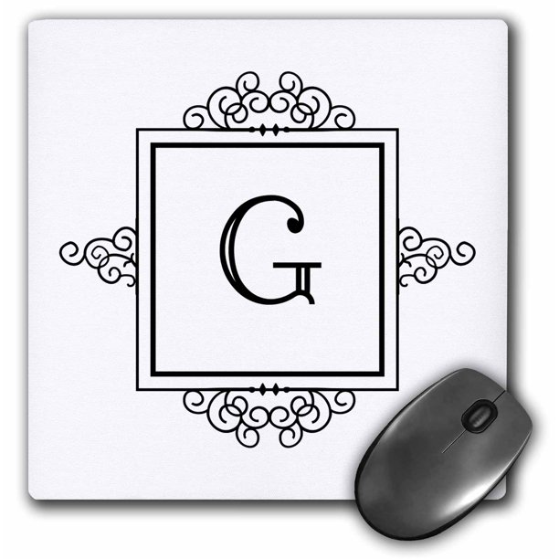3dRose Initial letter G personal monogrammed fancy black and white ...