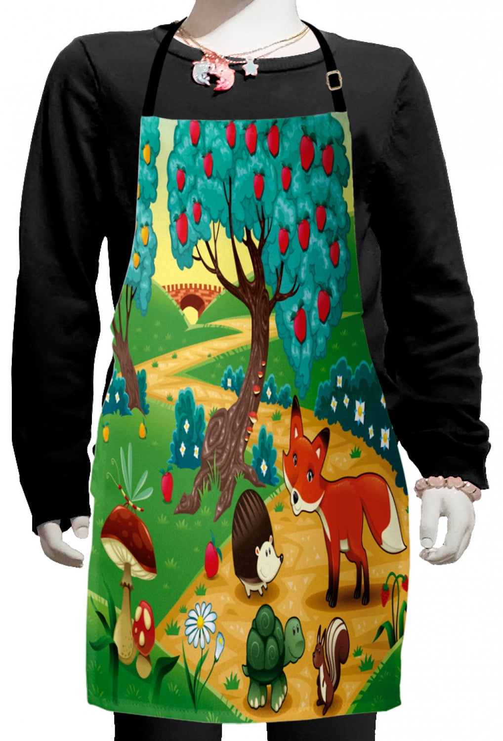 Hedgehog Kids Apron, Animals in the Woodland Dragonfly Fox Turtle and ...