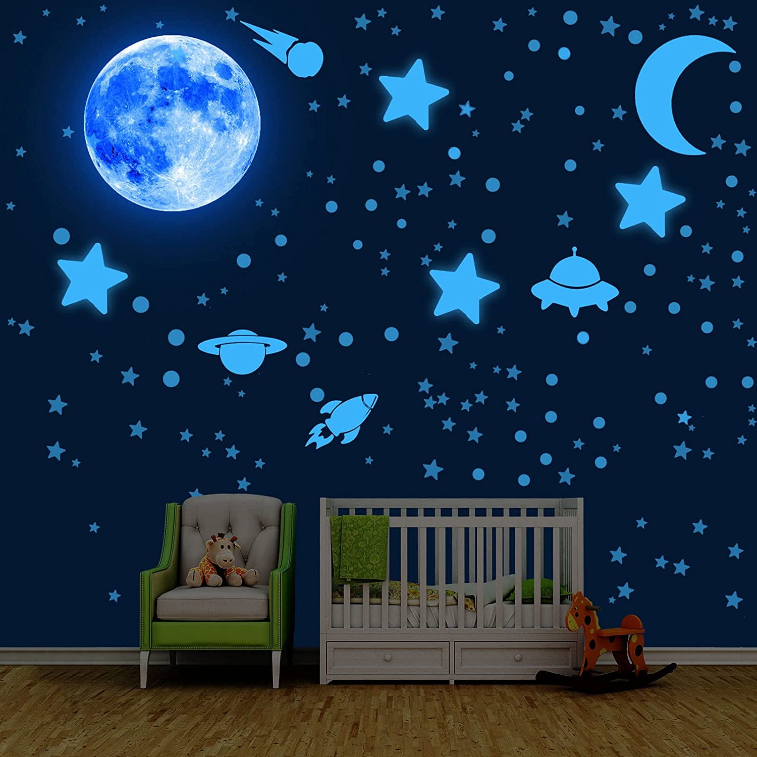 1031 Pieces Glow in the Dark Stickers for Ceiling Luminous Stars Moon ...