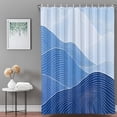Blue Mountain Ridges Shower Curtain, Sky Blue Ombre Fluid Lines ...