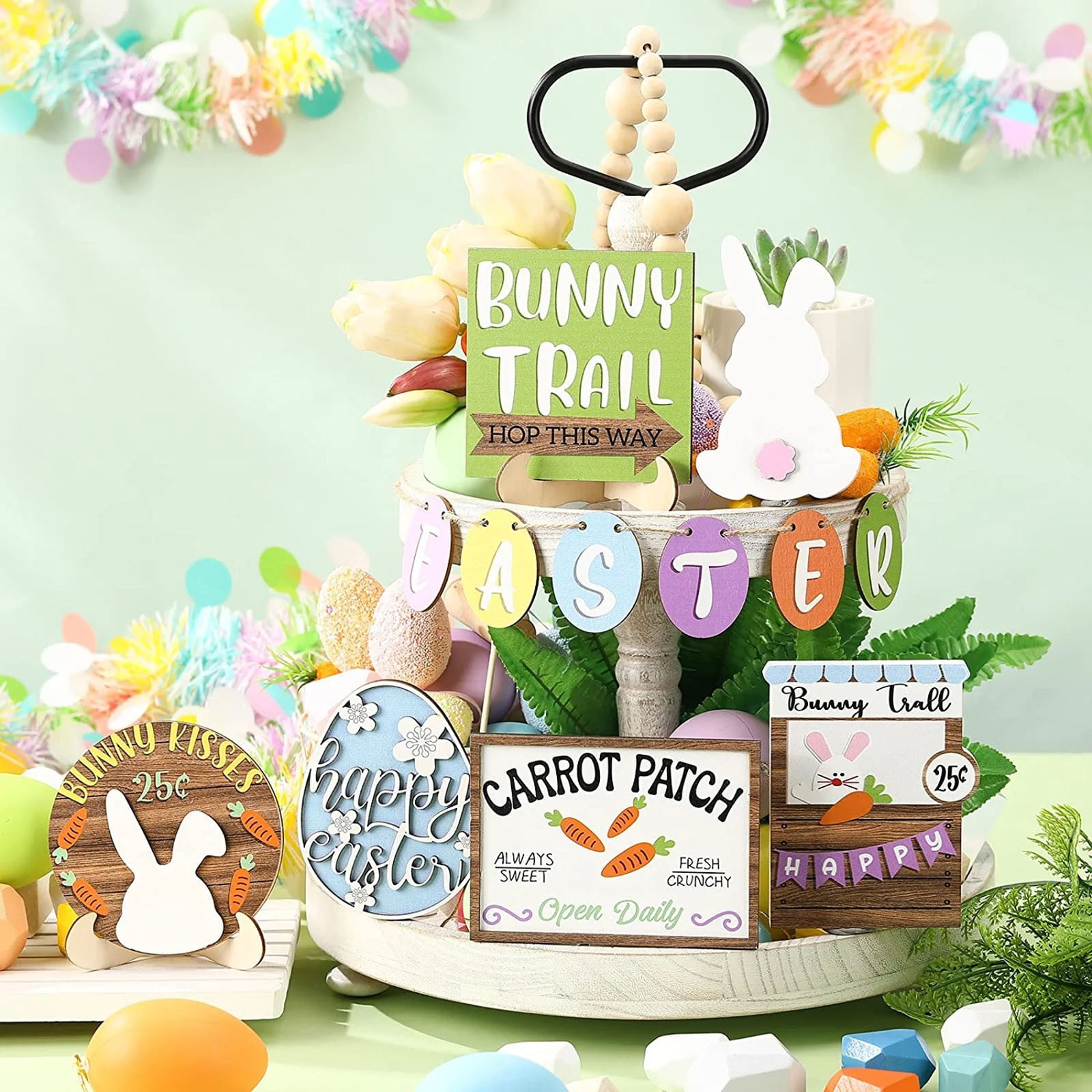 Click here for Riforla Easter Tiered Tray Decor Wooden Table Sign... prices