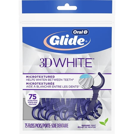 Oral B Glide 3D White Whitening Radiant Mint Flavor Floss Picks, 75 ...