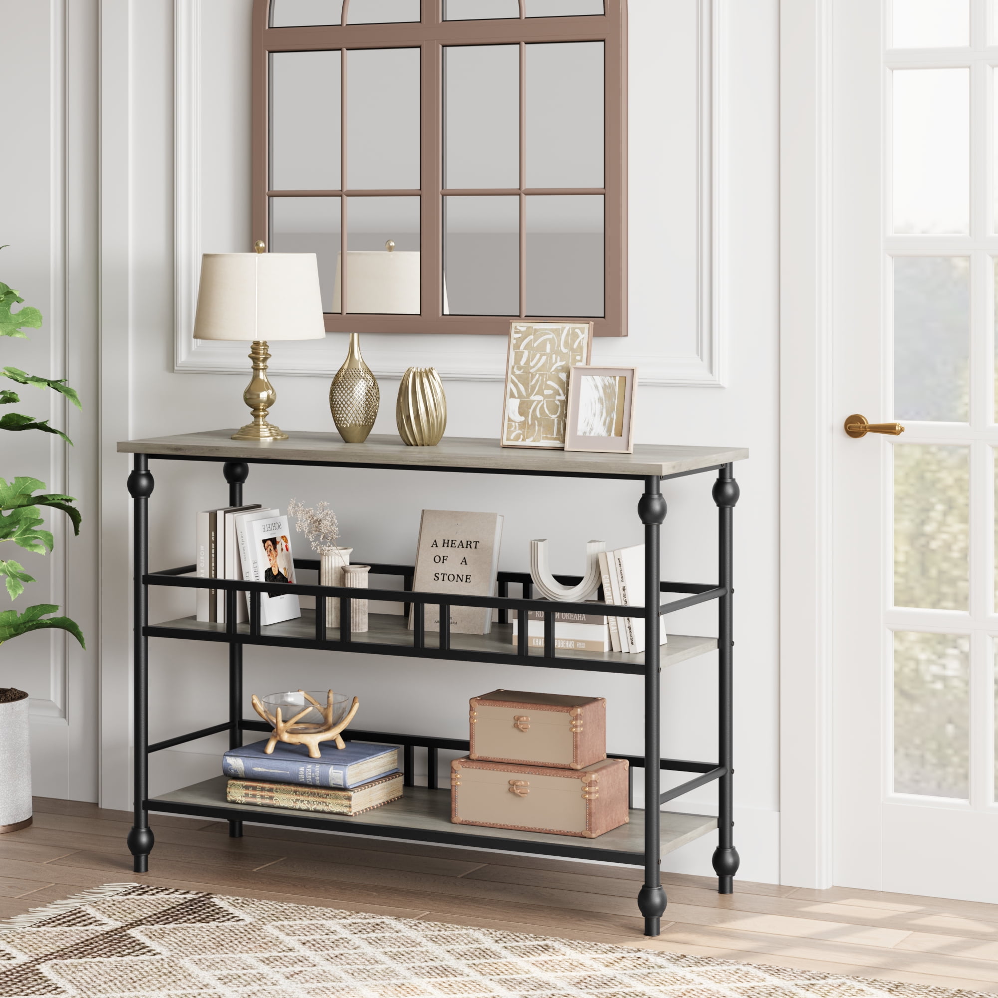 Click here for Tropow 3-Tier Storage Gray Console Table - Narrow... prices