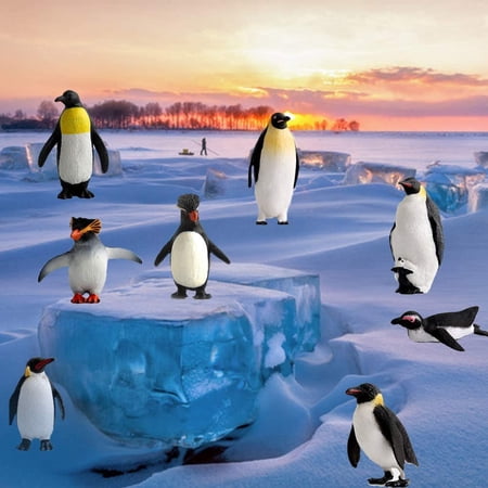 Penguin Figurines Polar Arctic Animal Figures Plastic Penguin Toy Model ...