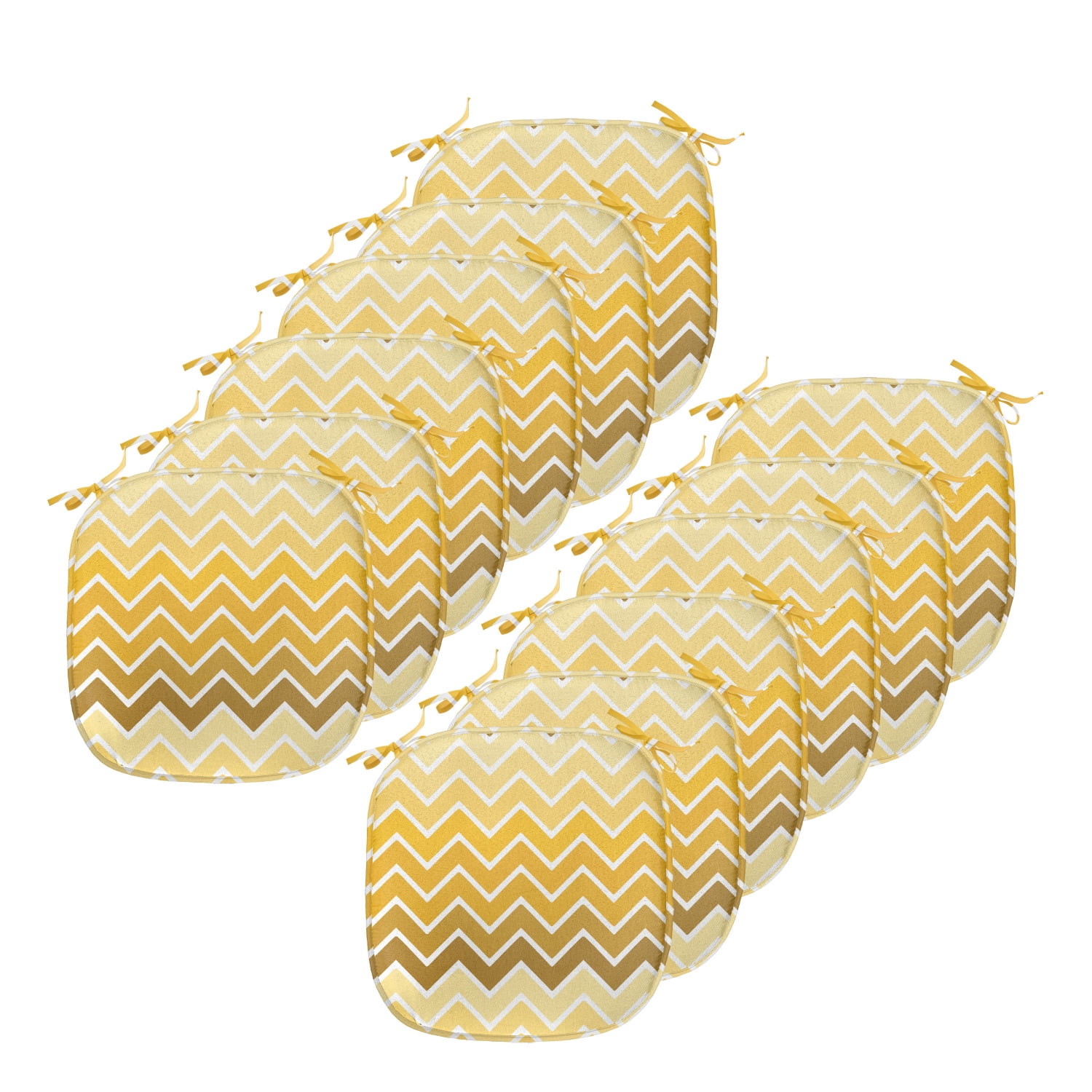 Chevron Chair Seating Cushion Set of 12, Pattern with Zigzag Yellow ...