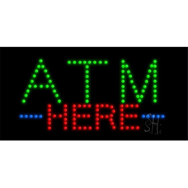 Everything Neon ATM Here Animated LED Sign 12'' Tall x 24'' Wide x 1 ...