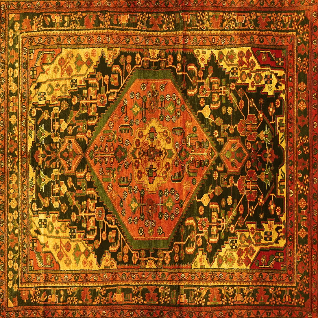 Ahgly Company Indoor Square Persian Yellow Traditional Area Rugs, 5 ...