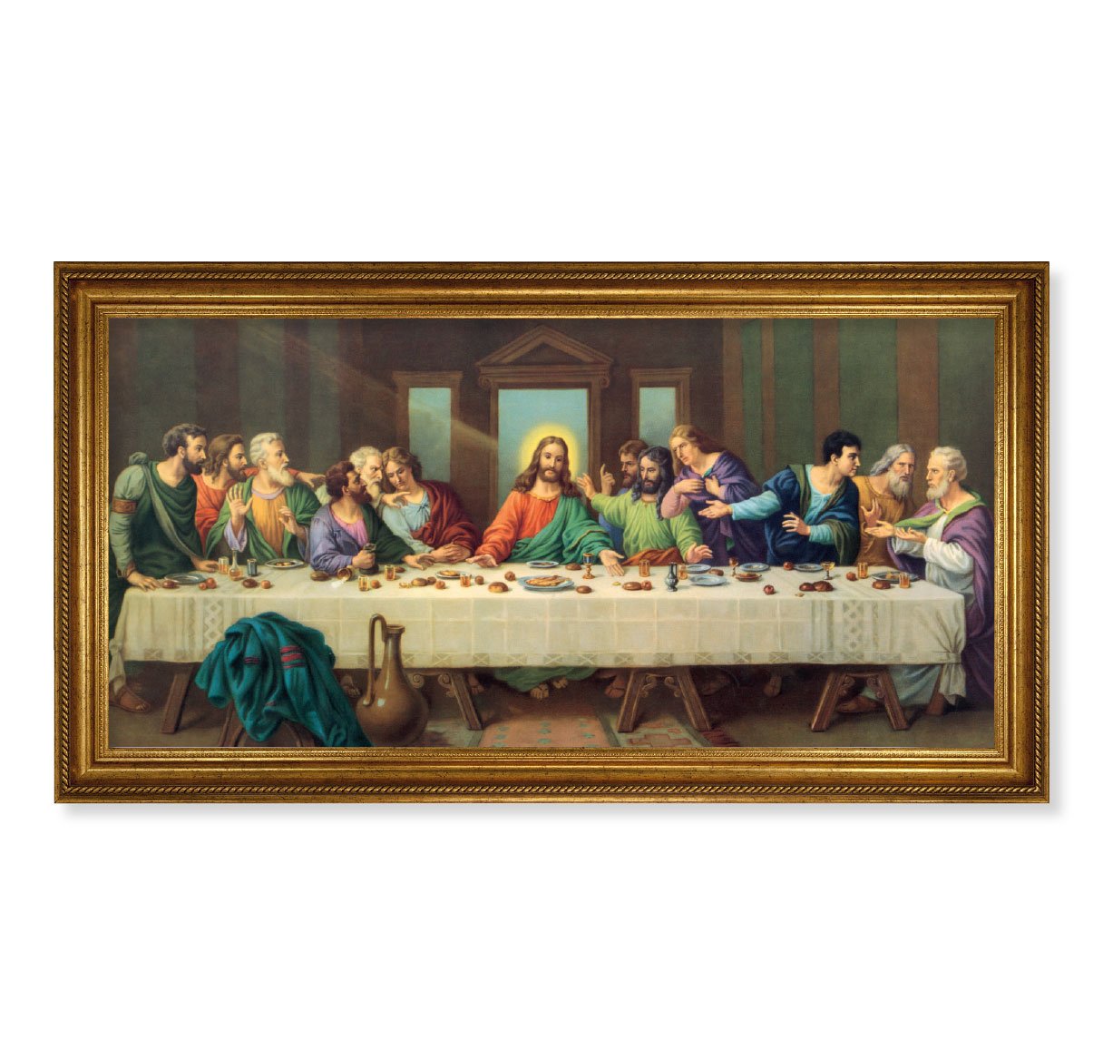 Last Supper Picture Framed Wall Art Decor, Extra Large, Antique Gold ...