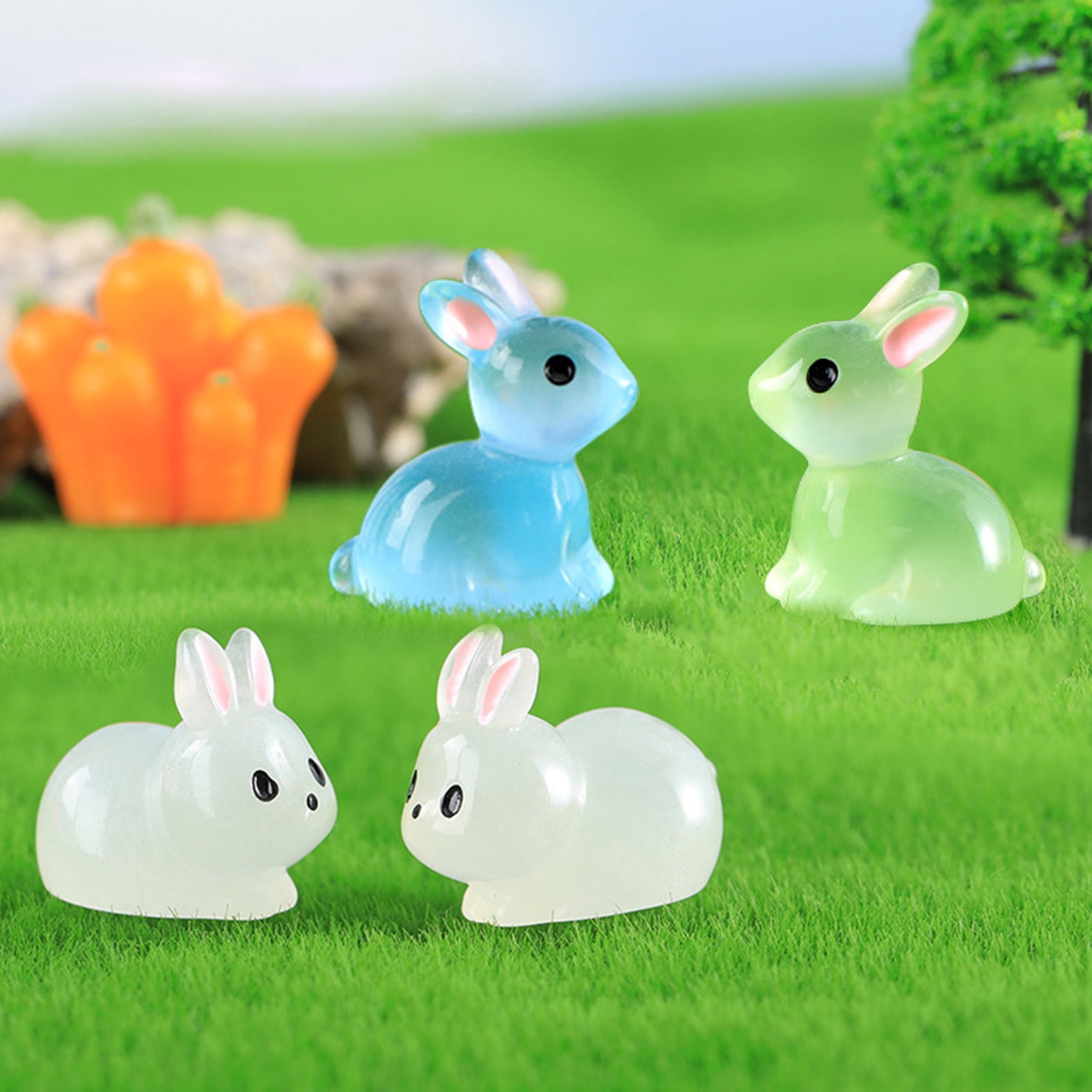 Dengjunhu 10Pcs/Set Cute Mini Animal Figurines Miniature, Easter Bunny ...