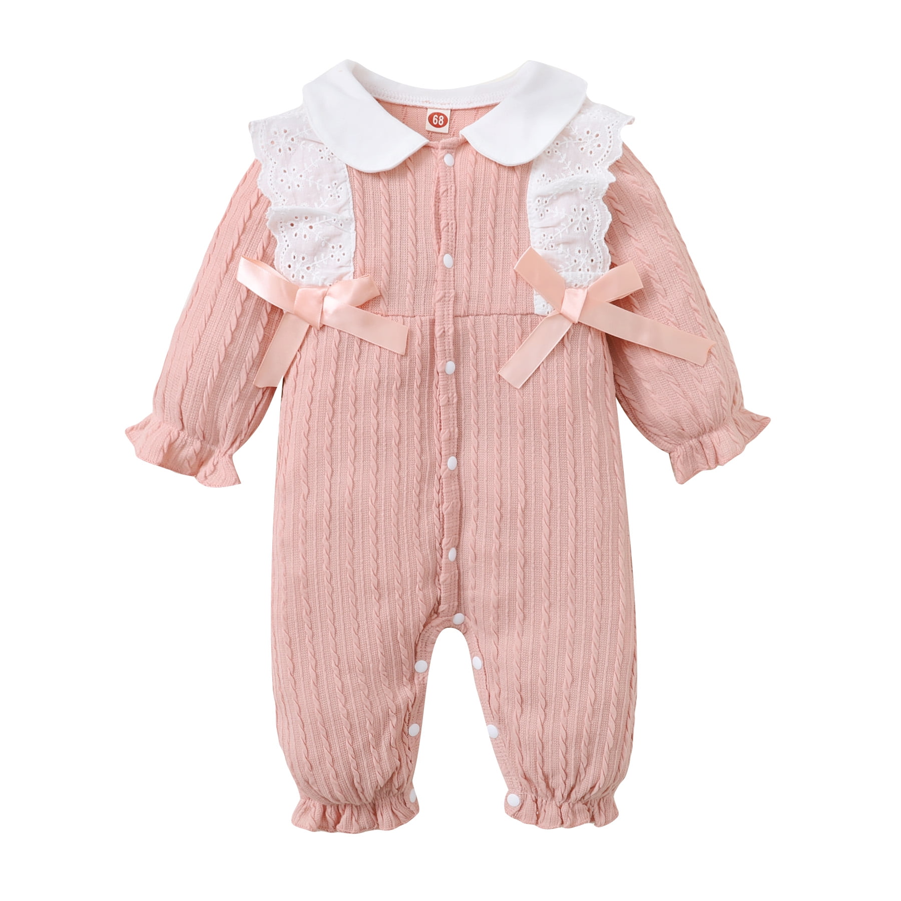 Mikrdoo Baby Girls Romper Doll Collar Bodysuit Single Breasted Design ...