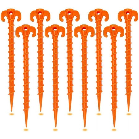 Spiral Plastic Tent Stakes 15 Pack - 10 Inch Heavy Duty Beach Tent Pegs ...
