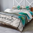 4 Piece Duvet Cover Set Full, Blue Blossom Flower on Wood Barn Soft ...