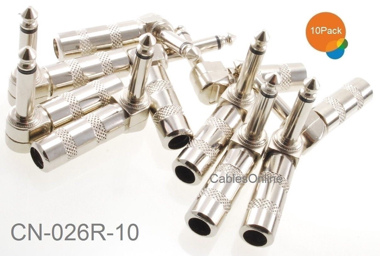 "CablesOnline 10-Pack 1/4 (6.35mm) Mono TS Right-Angle Solder-Type ...