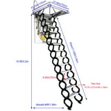 INTBUYING Hidden Telescopic Folding Ladder Black-White 10.5ft/13Steps ...