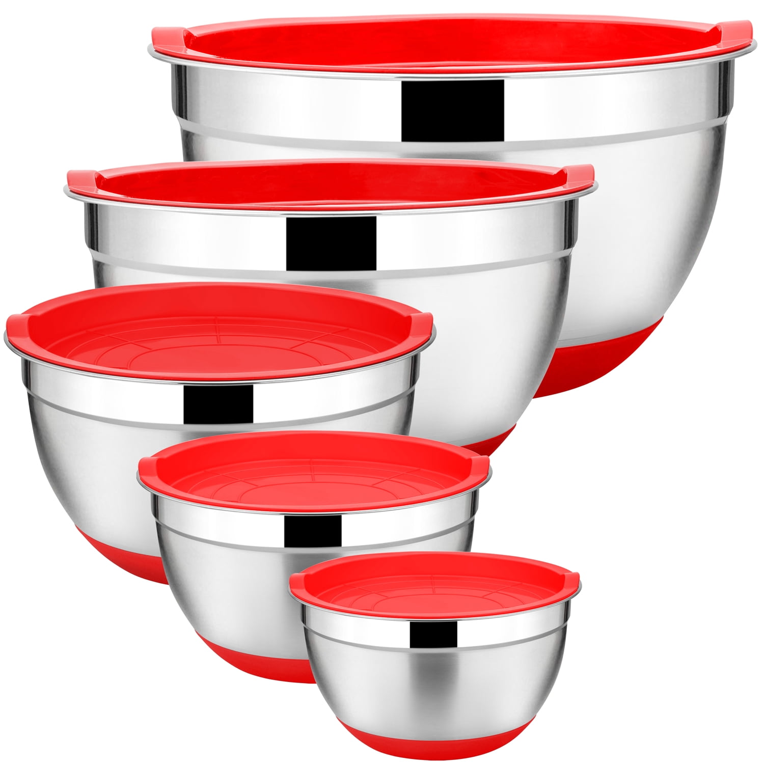 Walchoice Mixing Bowls with Lids Set of 5, Stainless Steel Nesting ...