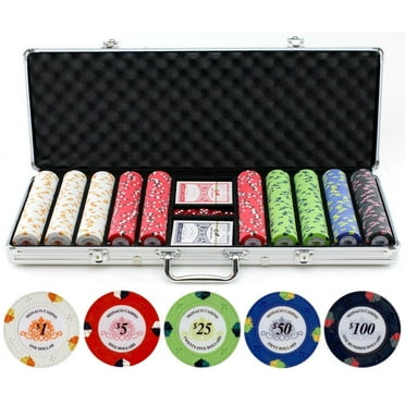 Crown Casino 500 Piece 13.5g Clay Poker Chips Set with Colored Chips ...