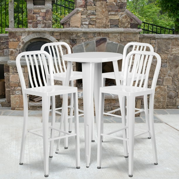 Flash Furniture Commercial Grade 24 Round White Metal Indoor Outdoor