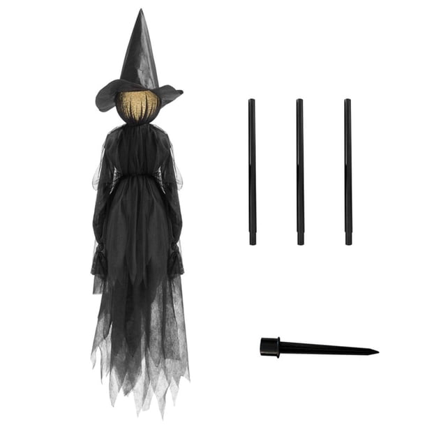 Halloween Creepy Witch Wizard with 7 Colors LED Lights Holding Hands ...
