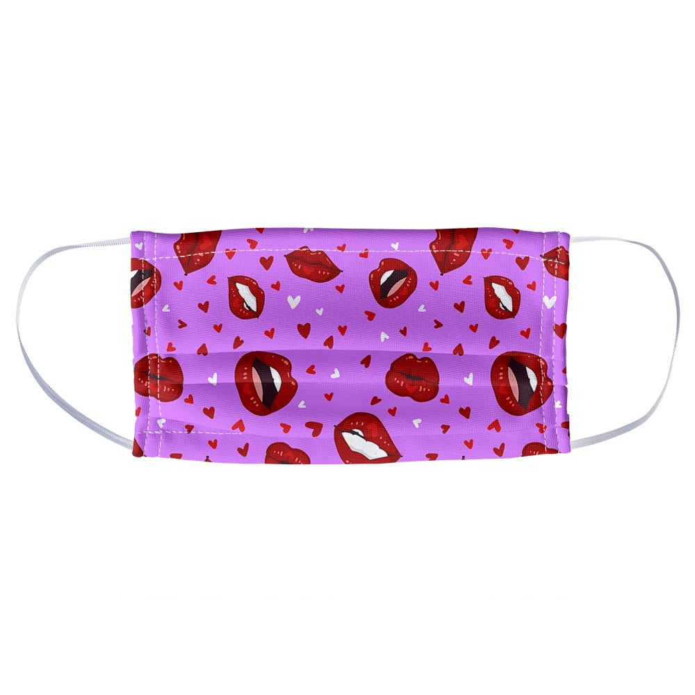 Luscious Red Lips Kiss Pattern Set 1-Ply Reusable Face Mask Covering ...