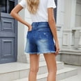 Aueoeo Women's Button Up Shorts Solid Color Ripped Denim Fashion Short ...
