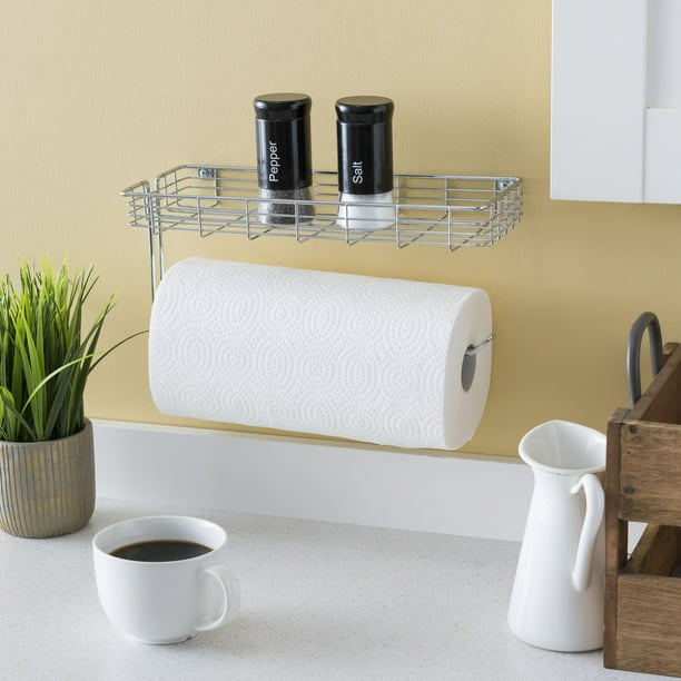 Chrome Plated Steel Wall Mounted Paper Towel Holder With Basket