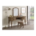 Poundex Furniture Wood Vanity Set with Stool and Mirror in Black ...