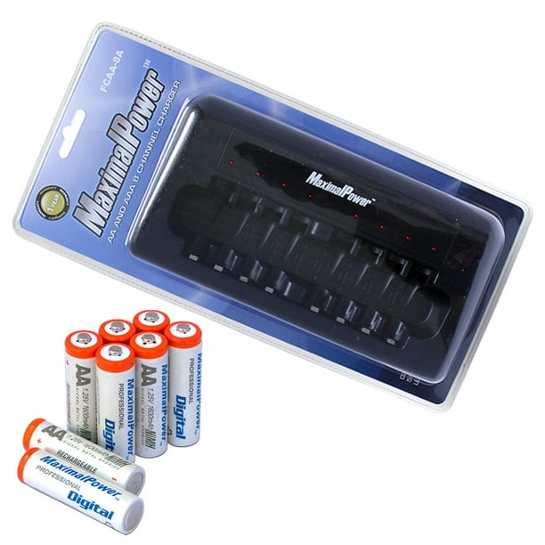 MaximalPower 8X AA Ni-Mh 1600mAh Rechargeable Batteries (8 Batteries ...