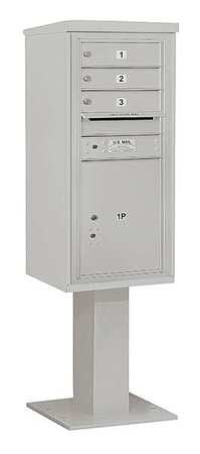 SALSBURY INDUSTRIES 3410S-03GRY Pedestal Mailbox,MB1,4 Doors,Gray ...