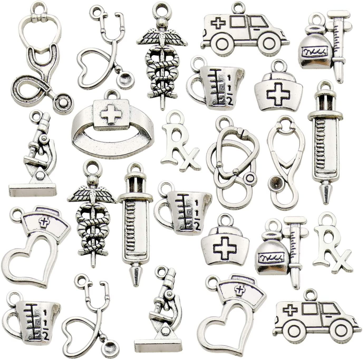 70 Doctor Charms Collection Nurse Stethoscope Ambulance Double Snake ...
