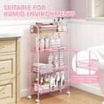 4-Tier Slim Rolling Cart, Metal Storage Cart with Wooden Tabletop and ...