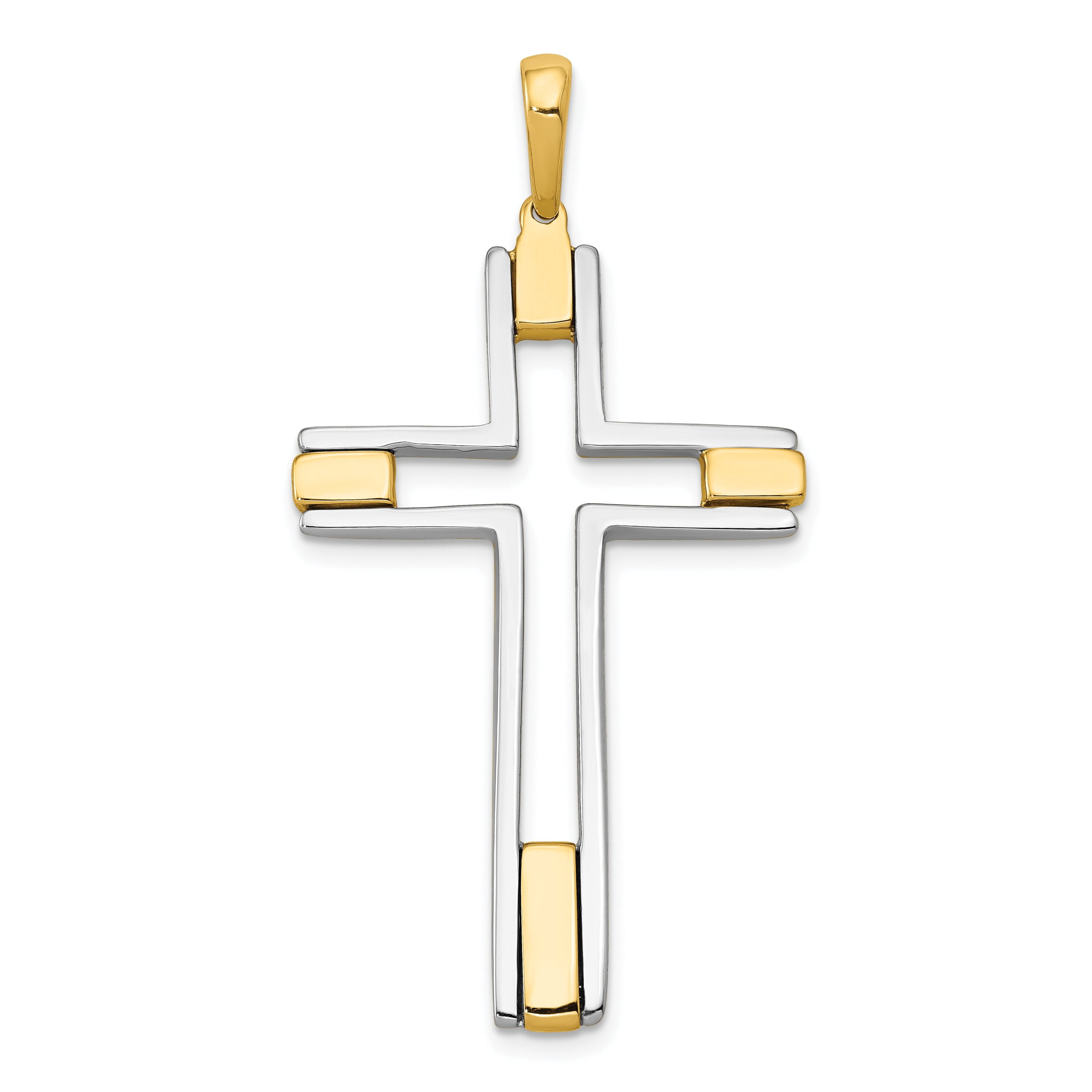 14K Two Tone Gold Cross Pendant Charm Jewelry - Walmart.com