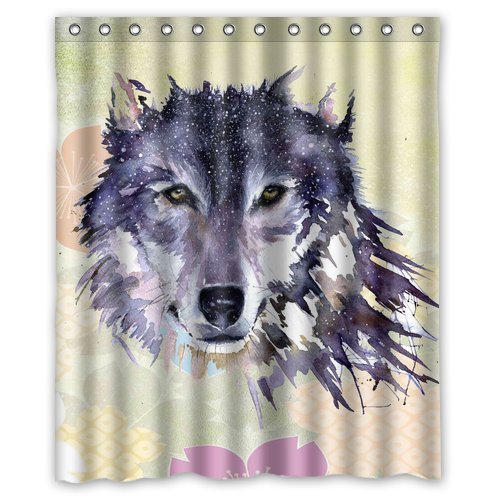 HelloDecor Wolf Shower Curtain Polyester Fabric Bathroom Decorative ...