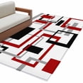 Area Rug 48×72in, Geometric Red Grey Black Square Floor Carpet Living ...