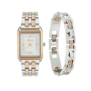 Jessica Simpson Ladies 34mm Gold Tone Crystal Accent Double Arm Bangle ...