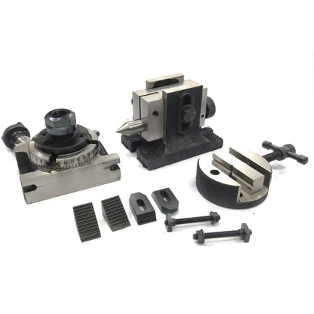 Assorts Rotary Table 3"/ 80 Mm With Er20 Collet Adaptor, M6 Clamp Kit ...