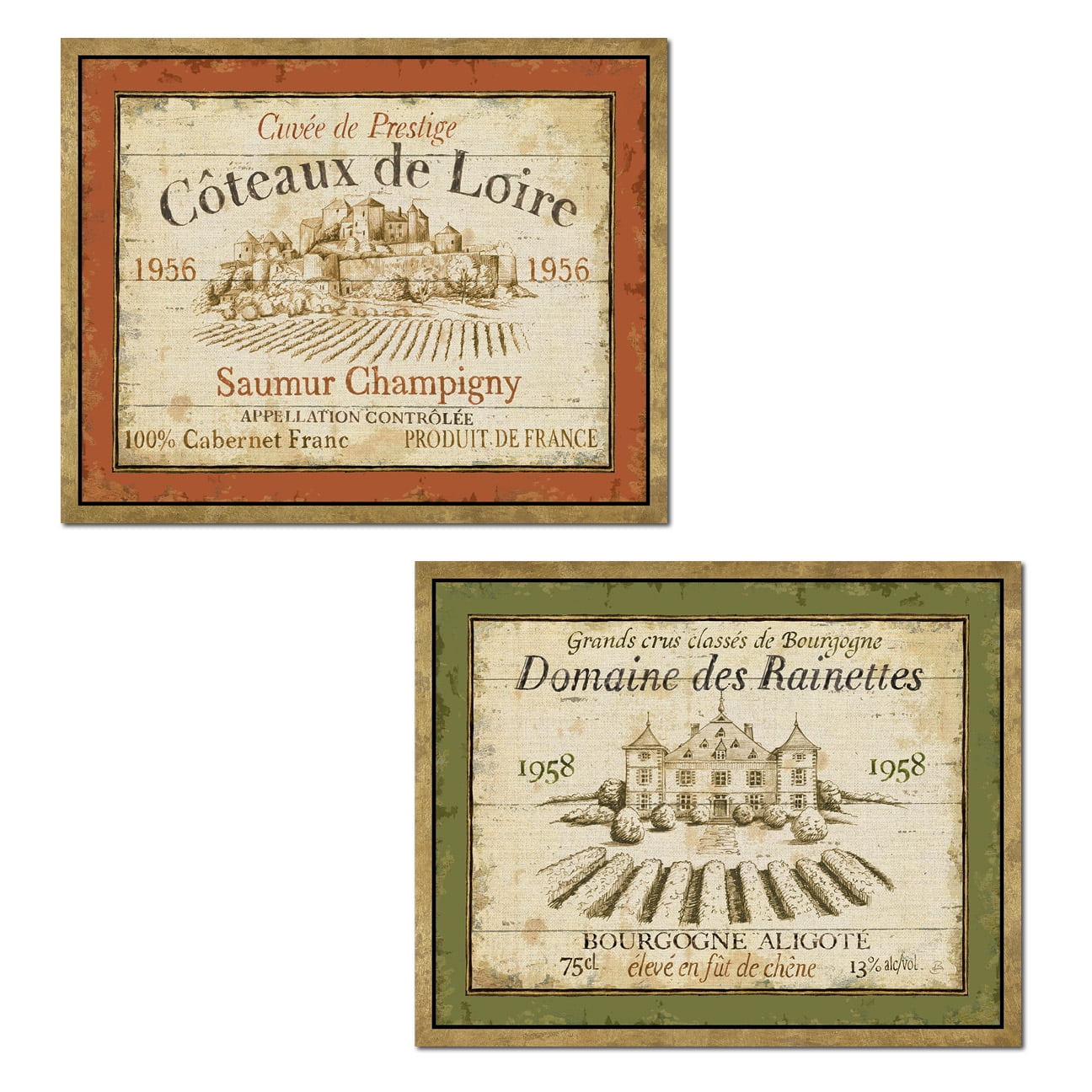 Beautiful French Chateau Vineyard Signs by Daphne Brissonnet; Two ...