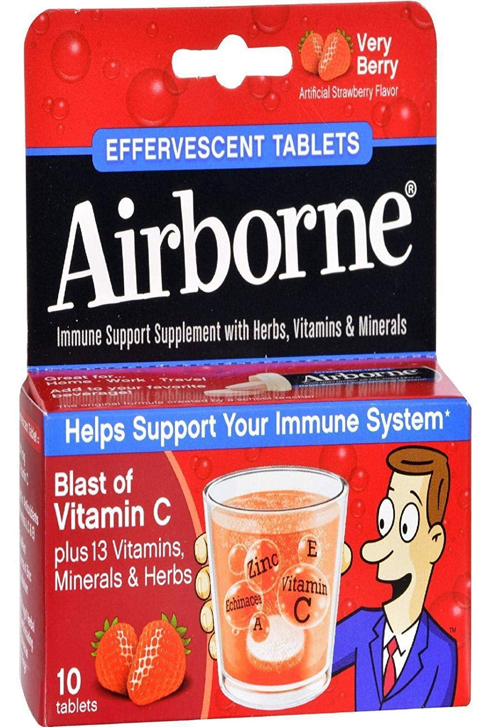 Airborne Very Berry Effervescent Tablets, 10 count - 1000mg of Vitamin ...