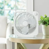 Mainstays 9 Inch Personal Box Fan with 3 Speeds White, Compact Portable ...