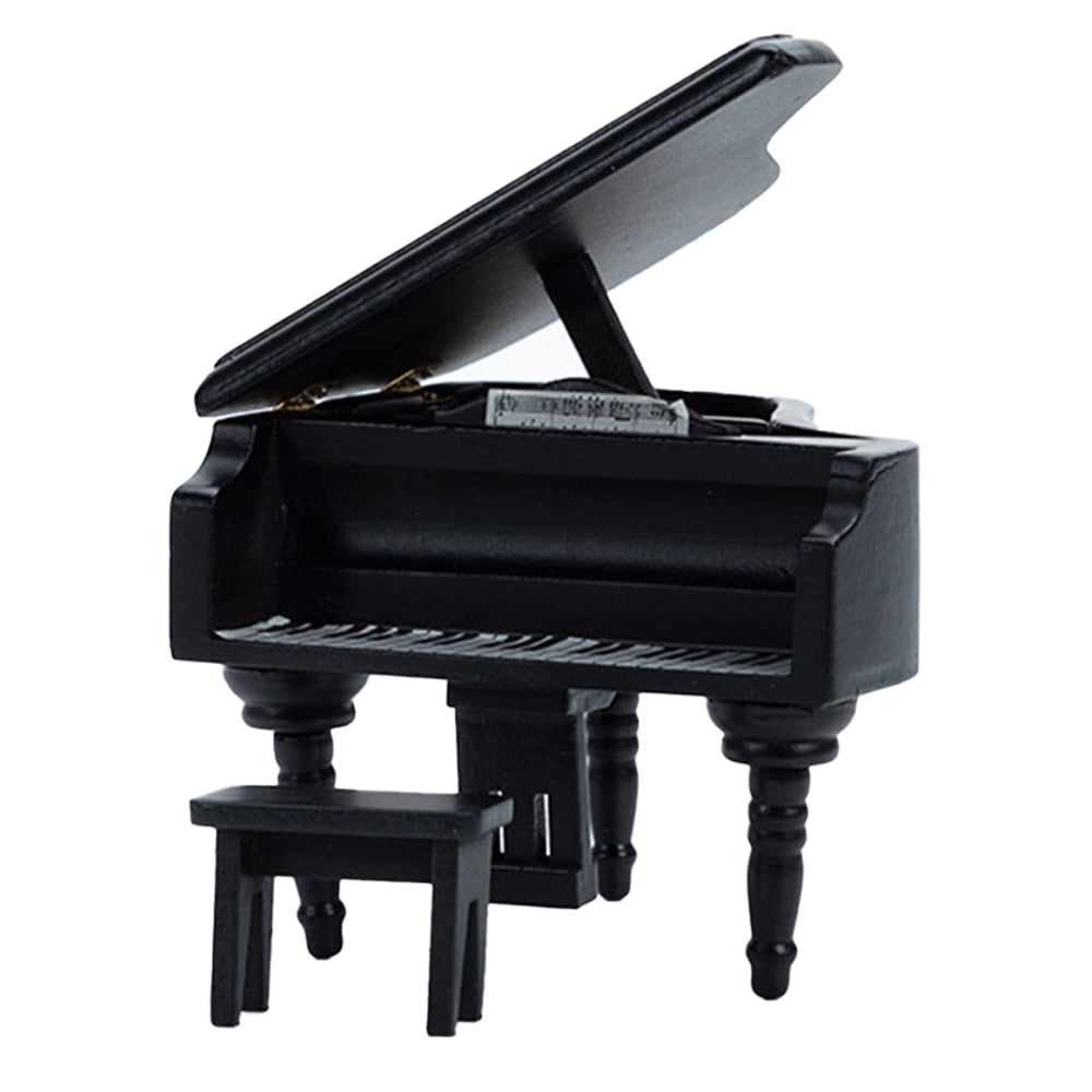 FUNNYFAIRYE 1:12 Dollhouse Furniture Miniature Wooden Mini Grand Piano ...