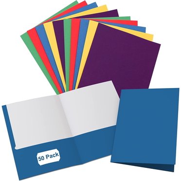 School Smart 2 Pocket Folder with Fasteners, Light Blue, Pack of 25 ...