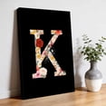 Black Letter K Flower Canvas Wall Art for Living Room, Watercolor ...