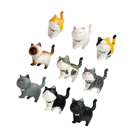 9pcs PVC Cats Figurines Desktop Miniature Animal Cat Figurines Statue ...