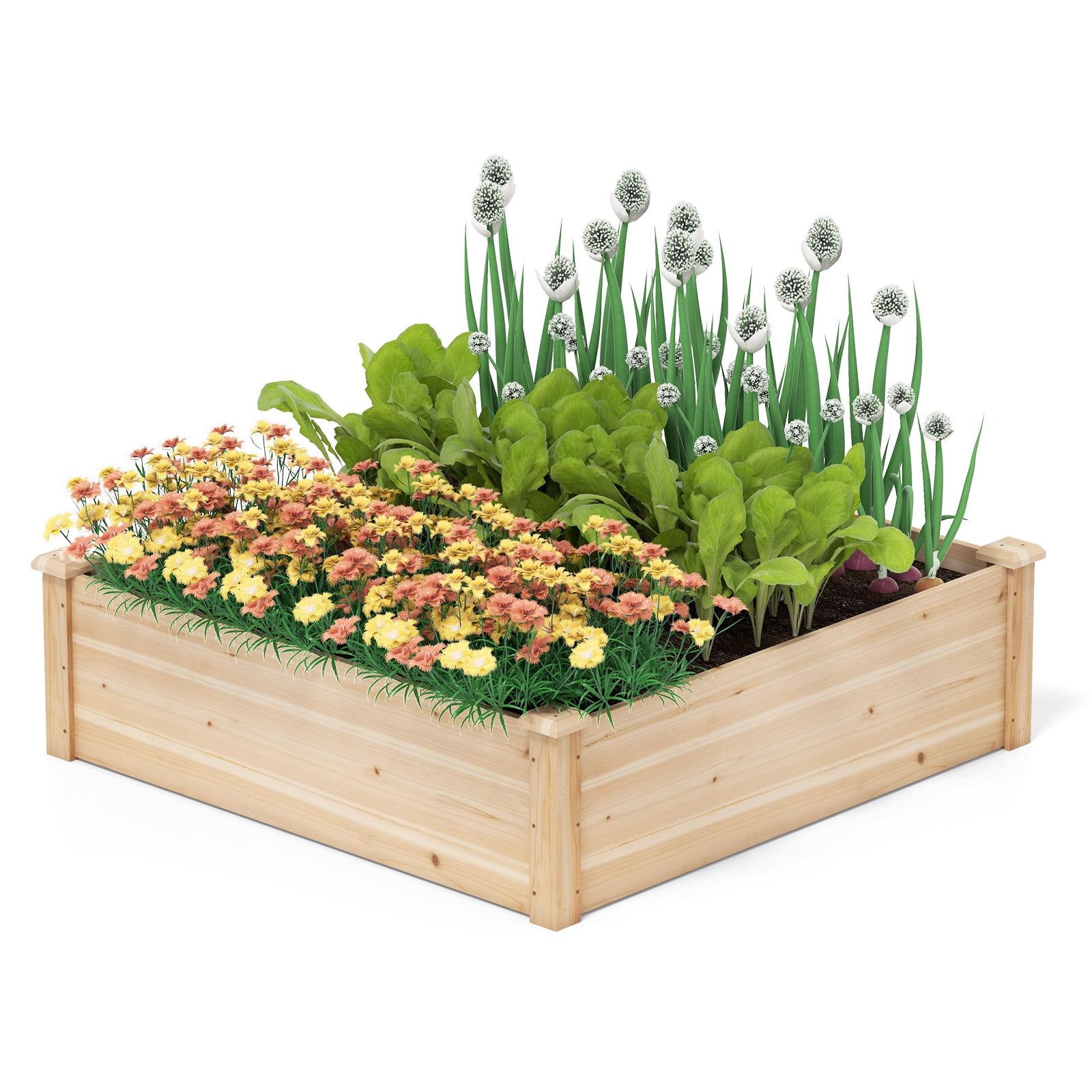Click here for Gymax Wooden Garden Bed Vegetable Flower Raised Sq... prices
