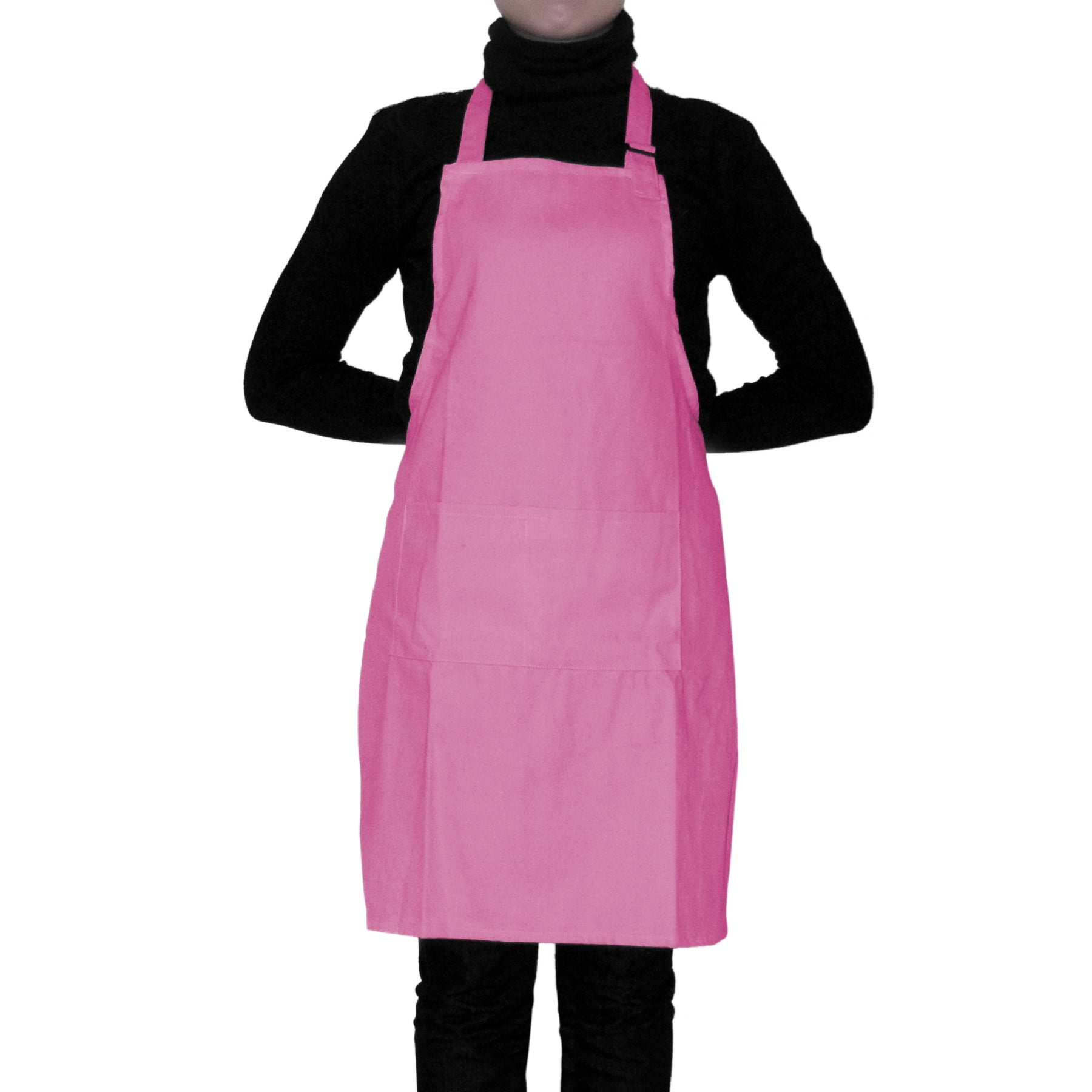 Opromo 2-Pack Cotton Canvas Adjustable Chef Kitchen Aprons-Hot Pink-L ...