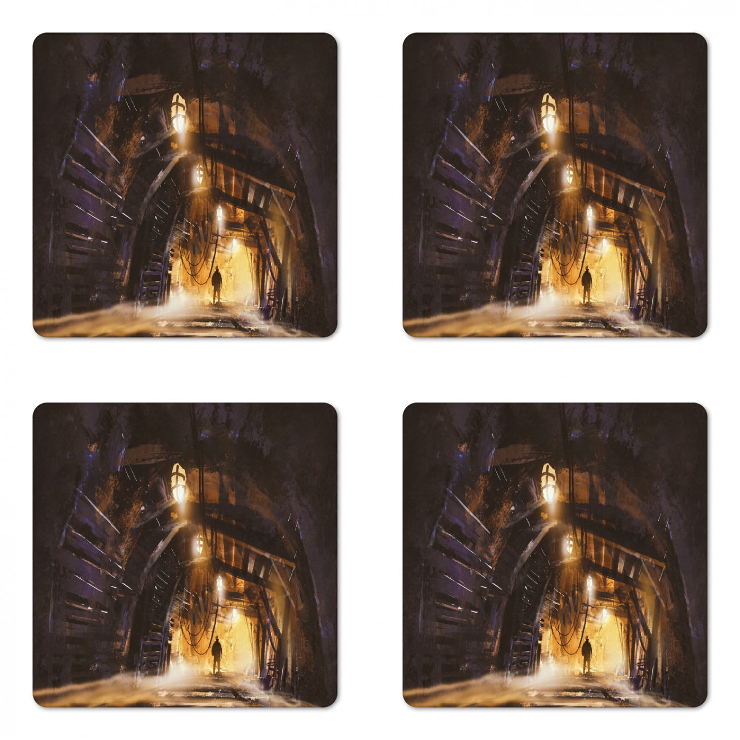 Fantasy Coaster Set of 4, Underground Tunnel of the Mine Shaft Smokey ...