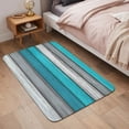Blue Grey Stripes Front Door Mat Indoor Entrance, Retro Coastal Style ...